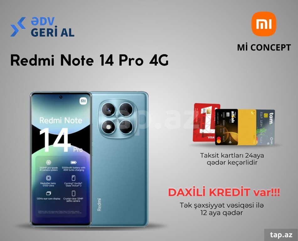 Xiaomi Redmi Note 14 Pro Ocean Blue 512GB/12GB: 619 AZN - Mi Concept ...
