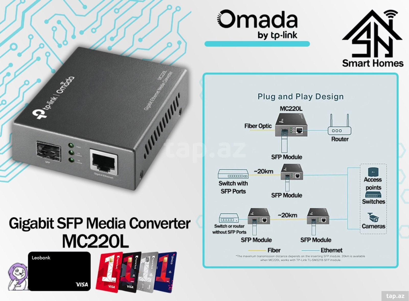 TP-Link Omada Gigabit SFP media konverter MC220L: 50 AZN - Smart Homes ...